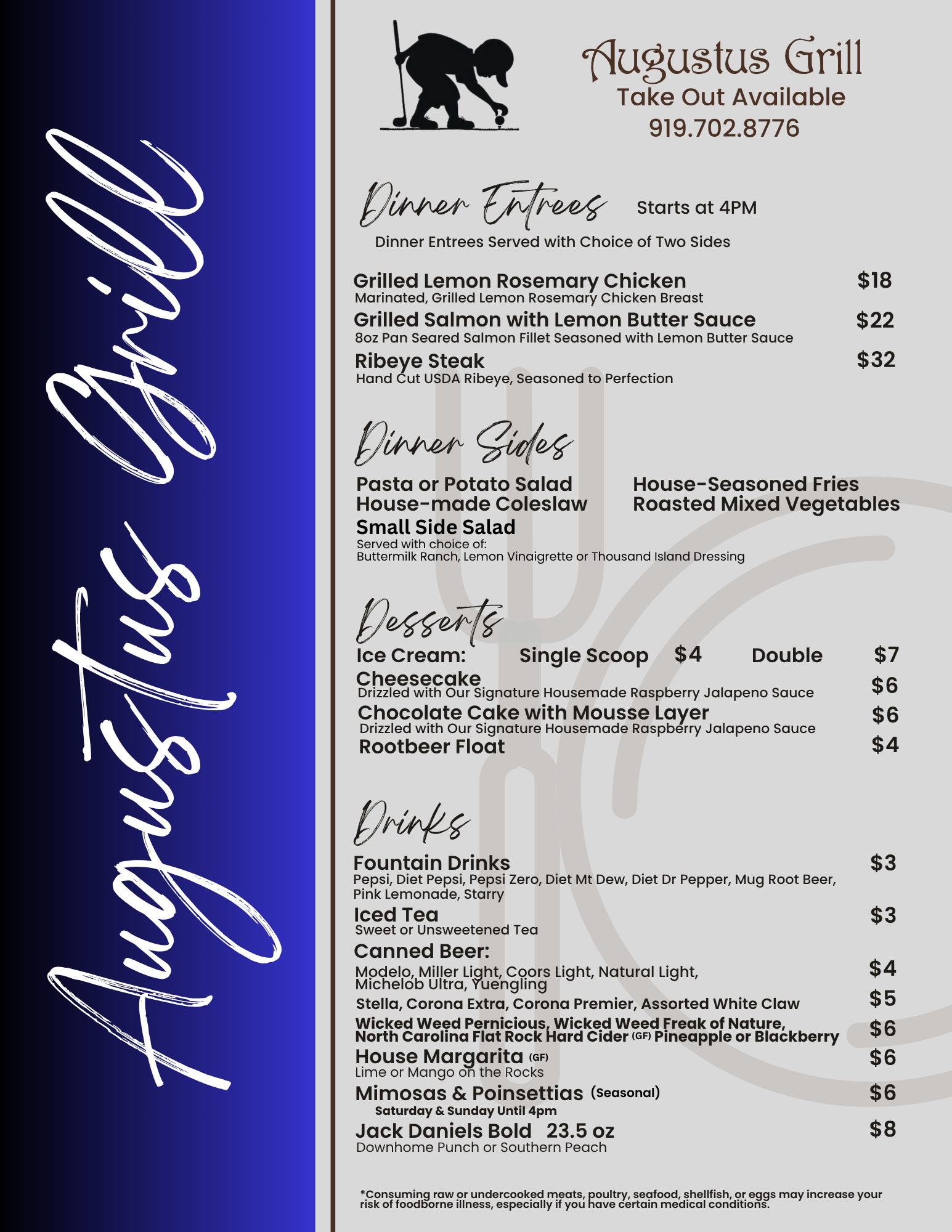 home hours our menu our location about us testimonials photos